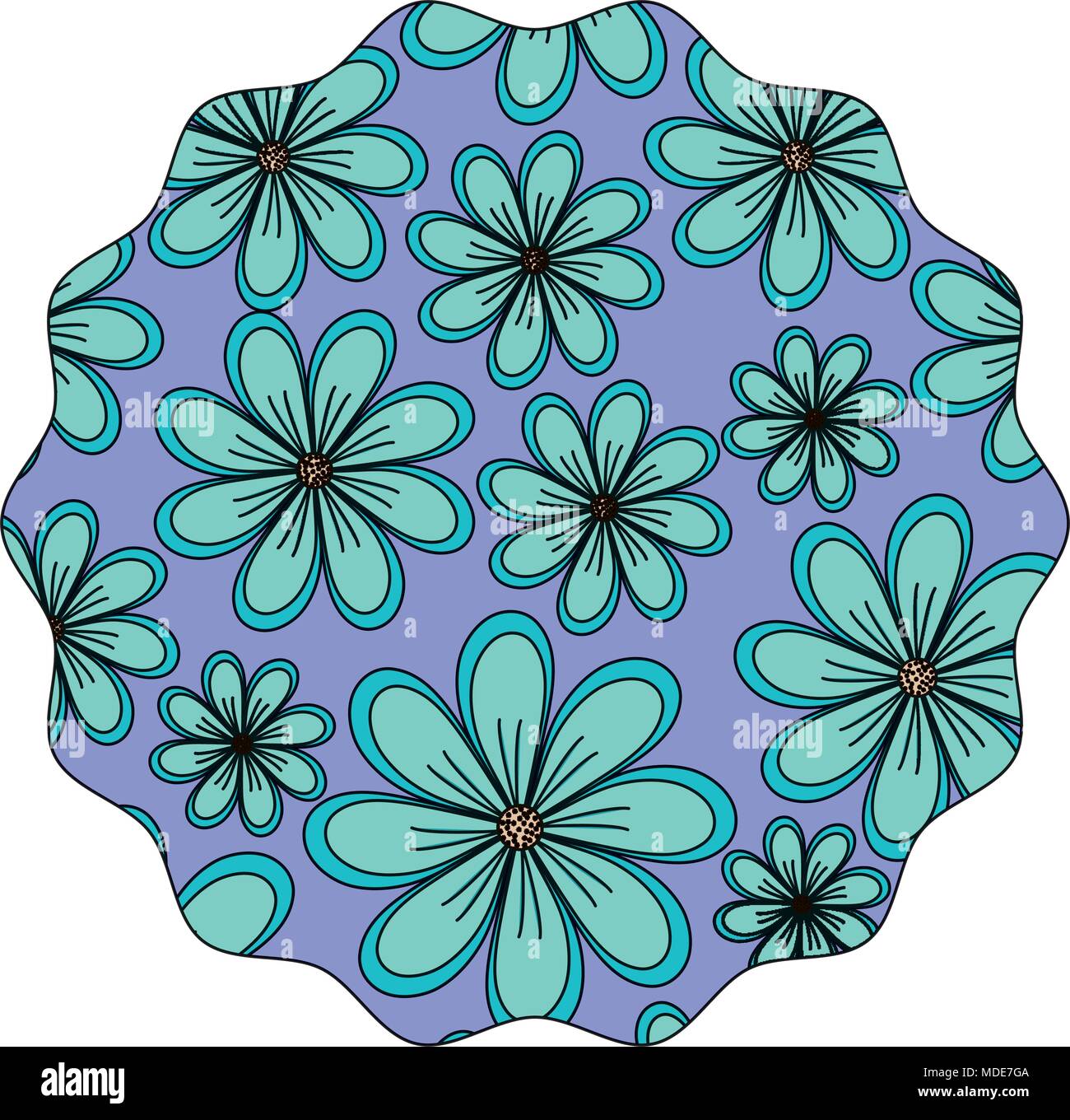 colorful decorative frame in circular shape with flowers design, vector ...