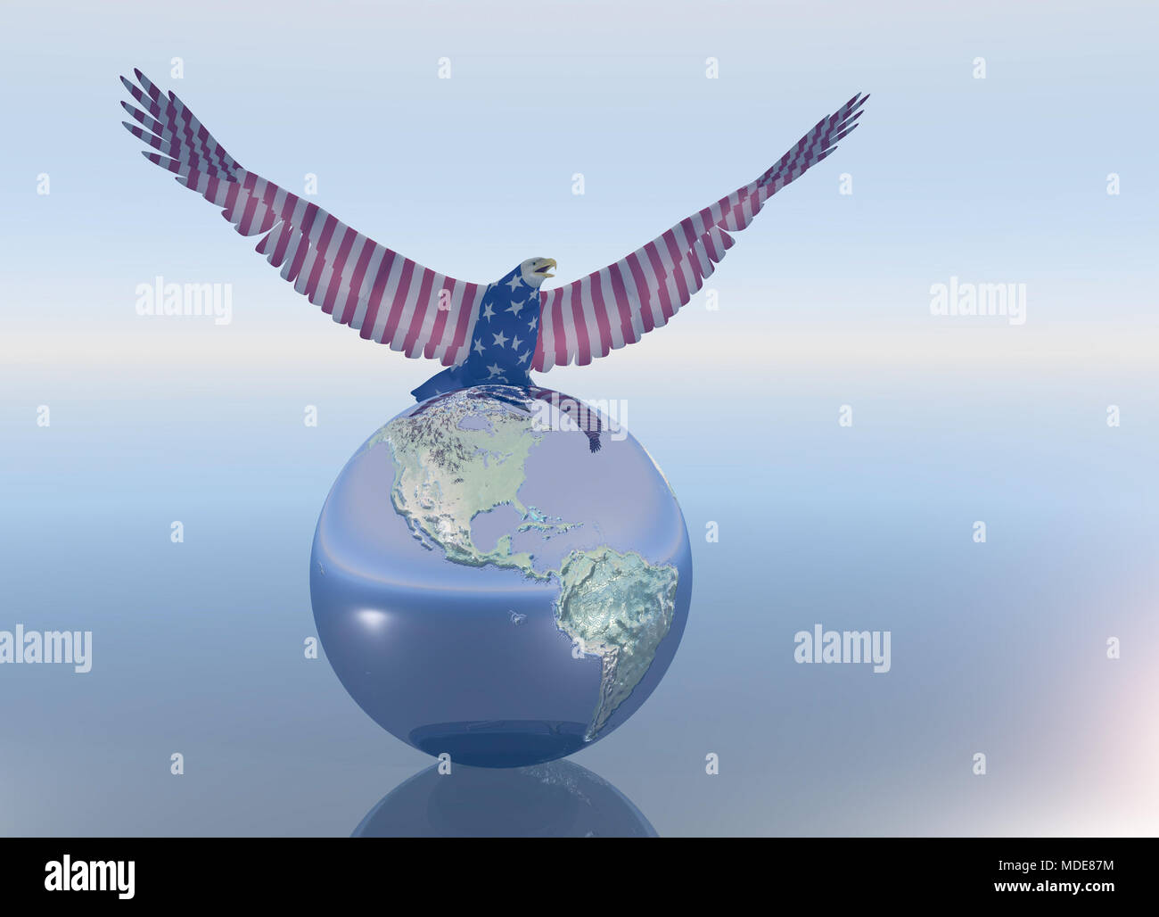 Eagle on the globe Stock Photo - Alamy
