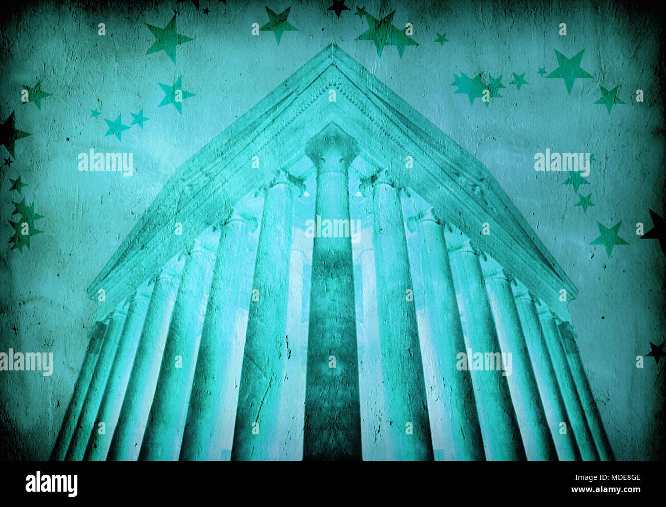 Temple in ancient greek style. Background with rays Stock Photo - Alamy