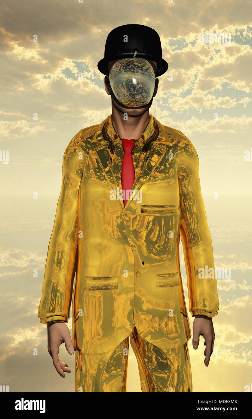 Metallic man wiuth face obscure Stock Photo - Alamy