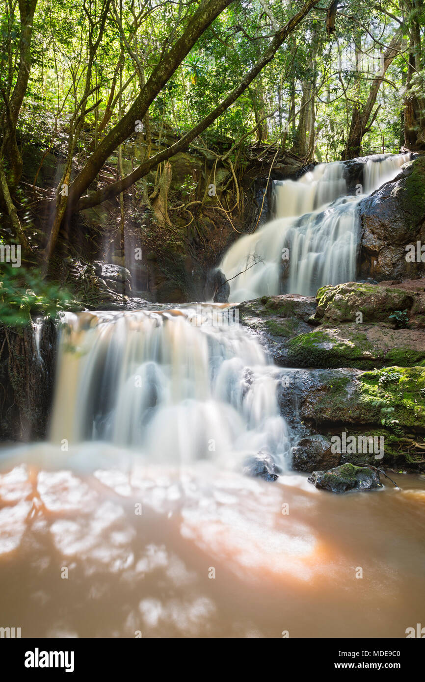Long exposure view of the biggest waterfall in Karura Forest, Nairobi ...