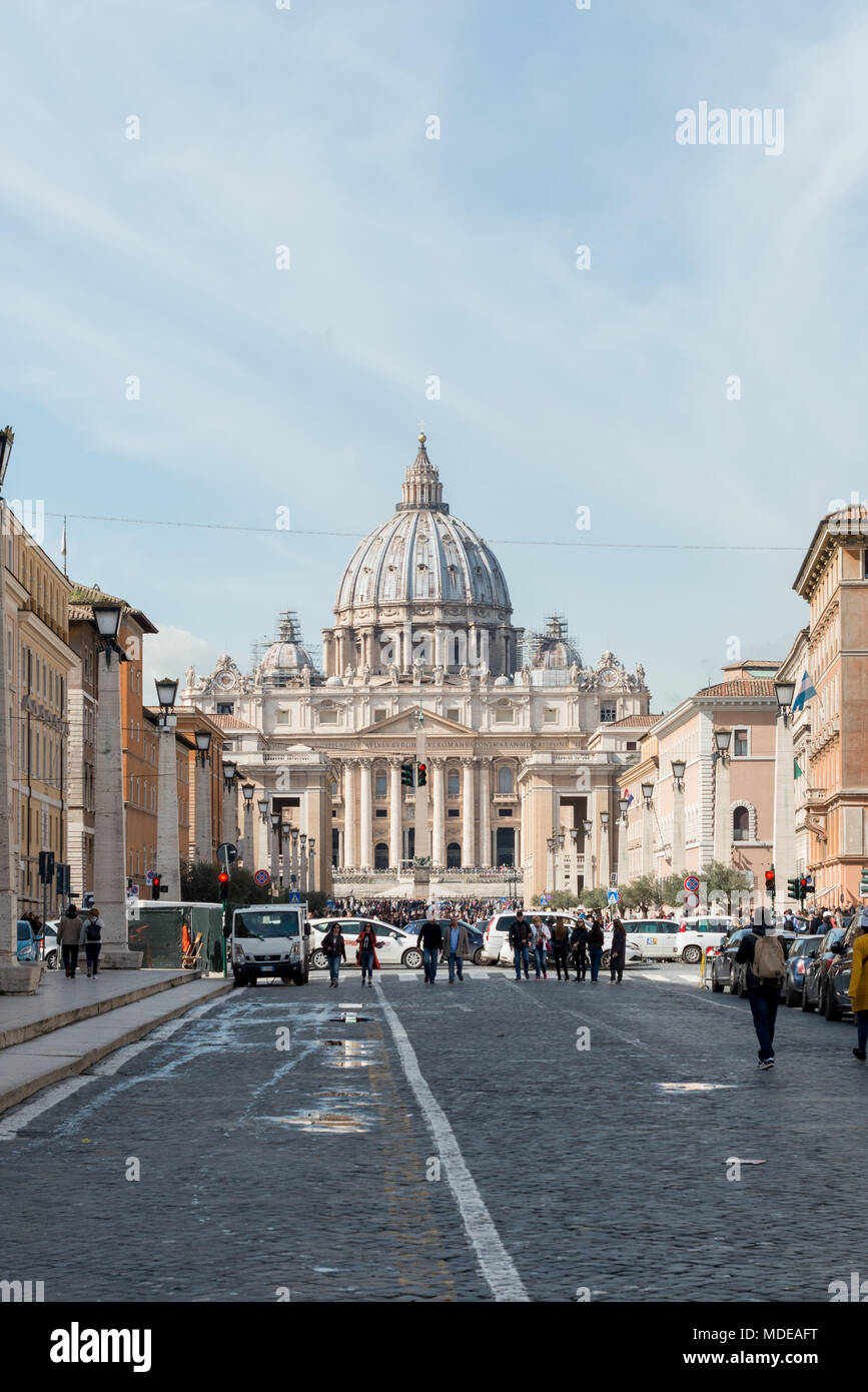 VATICAN CITY, MARCH 08, 2018: Vertical picture of the street that leads ...