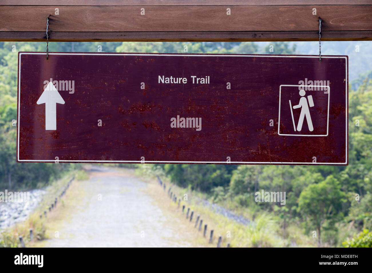 Road signs nature trail in the national park Stock Photo - Alamy
