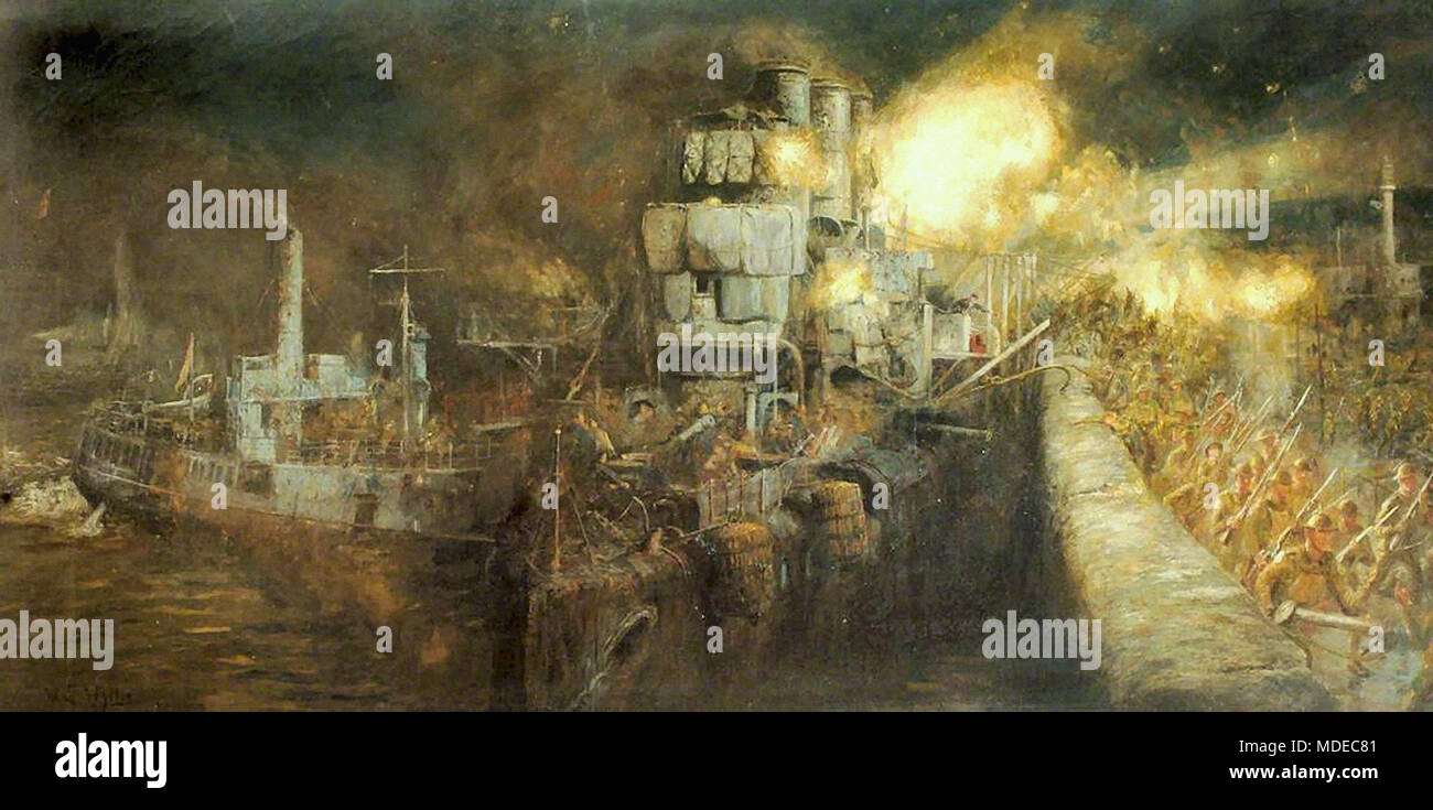 Wyllie William Lionel - the Storming of Zeebrugge Mole St George's Day ...