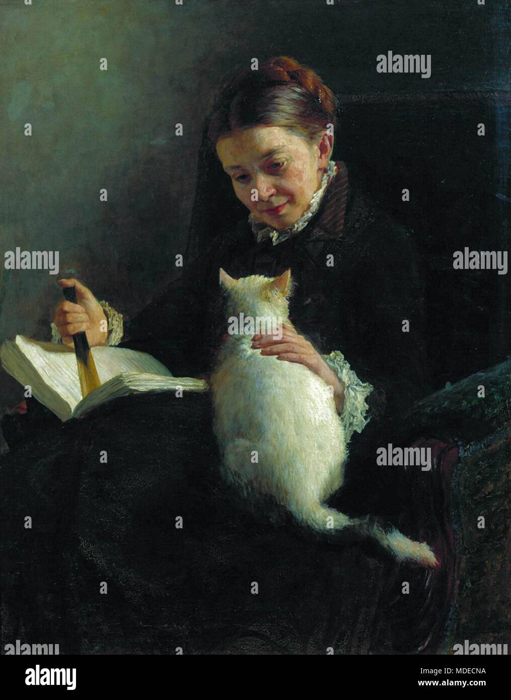 Lady with cat painting hi-res stock photography and images - Alamy