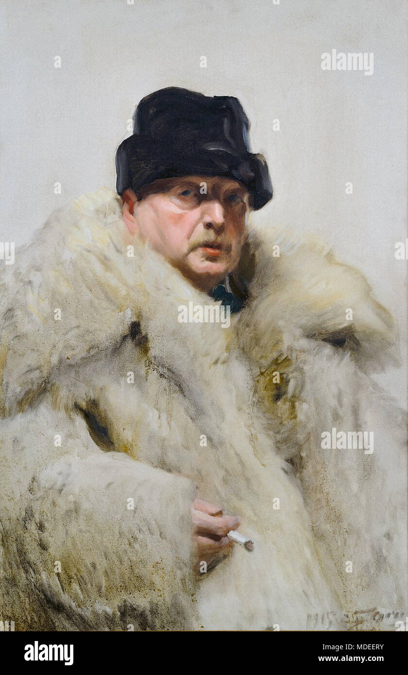 Zorn Anders - Self Portrait in a Wolfskin Stock Photo - Alamy