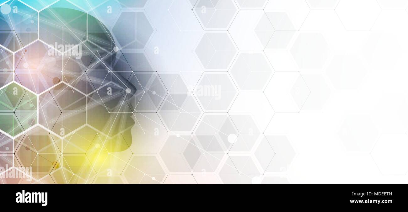 Abstract Artificial intelligence. Technology web background. Virtual ...