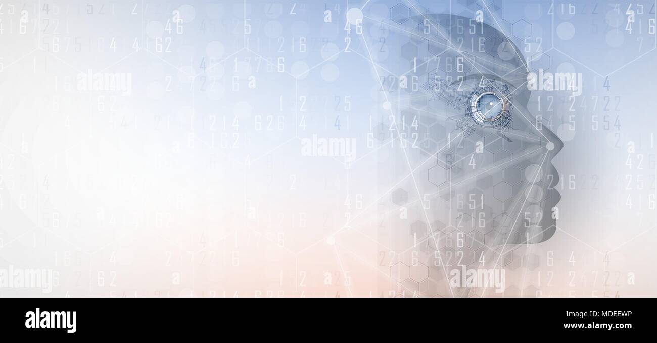 Abstract Artificial intelligence. Technology web background. Virtual ...