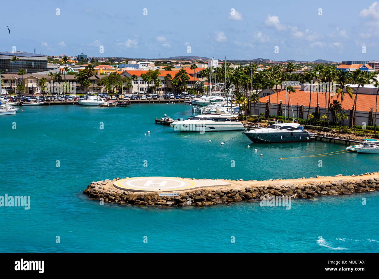 A Helicopter Pad in Yacht Harbor on Aruba Stock Photo - Alamy