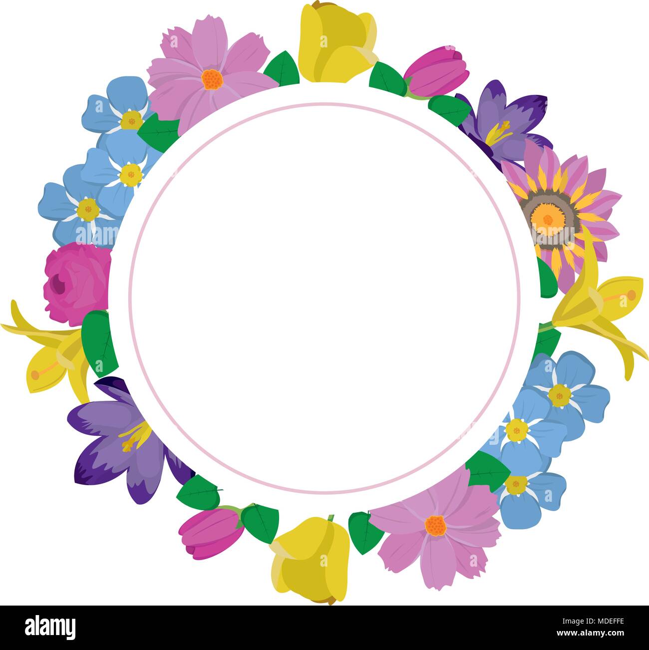 circle cute flowers with beautiful petals Stock Vector Image & Art - Alamy