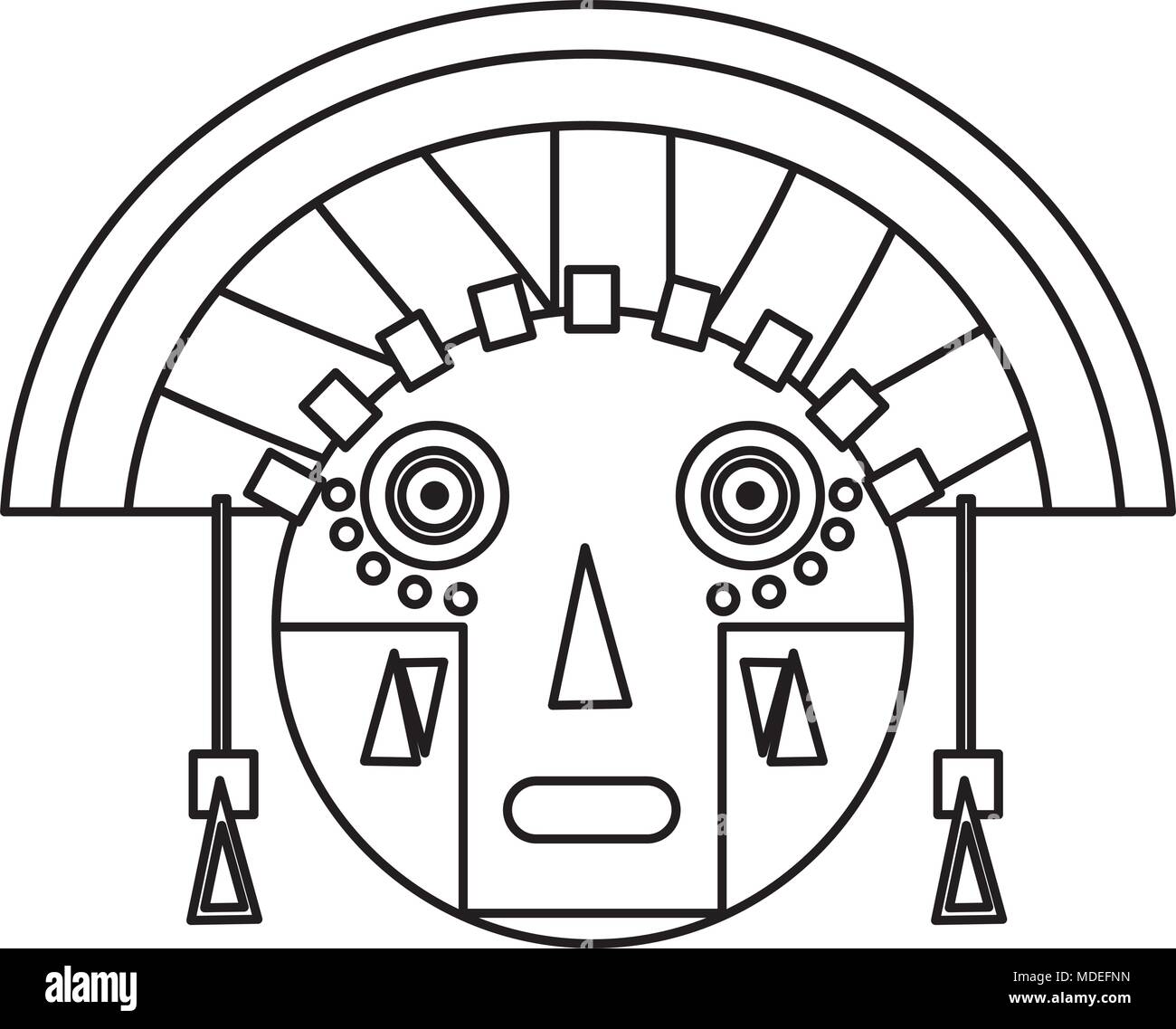 line aztec indigenous sculpture traditional symbol Stock Vector Image ...