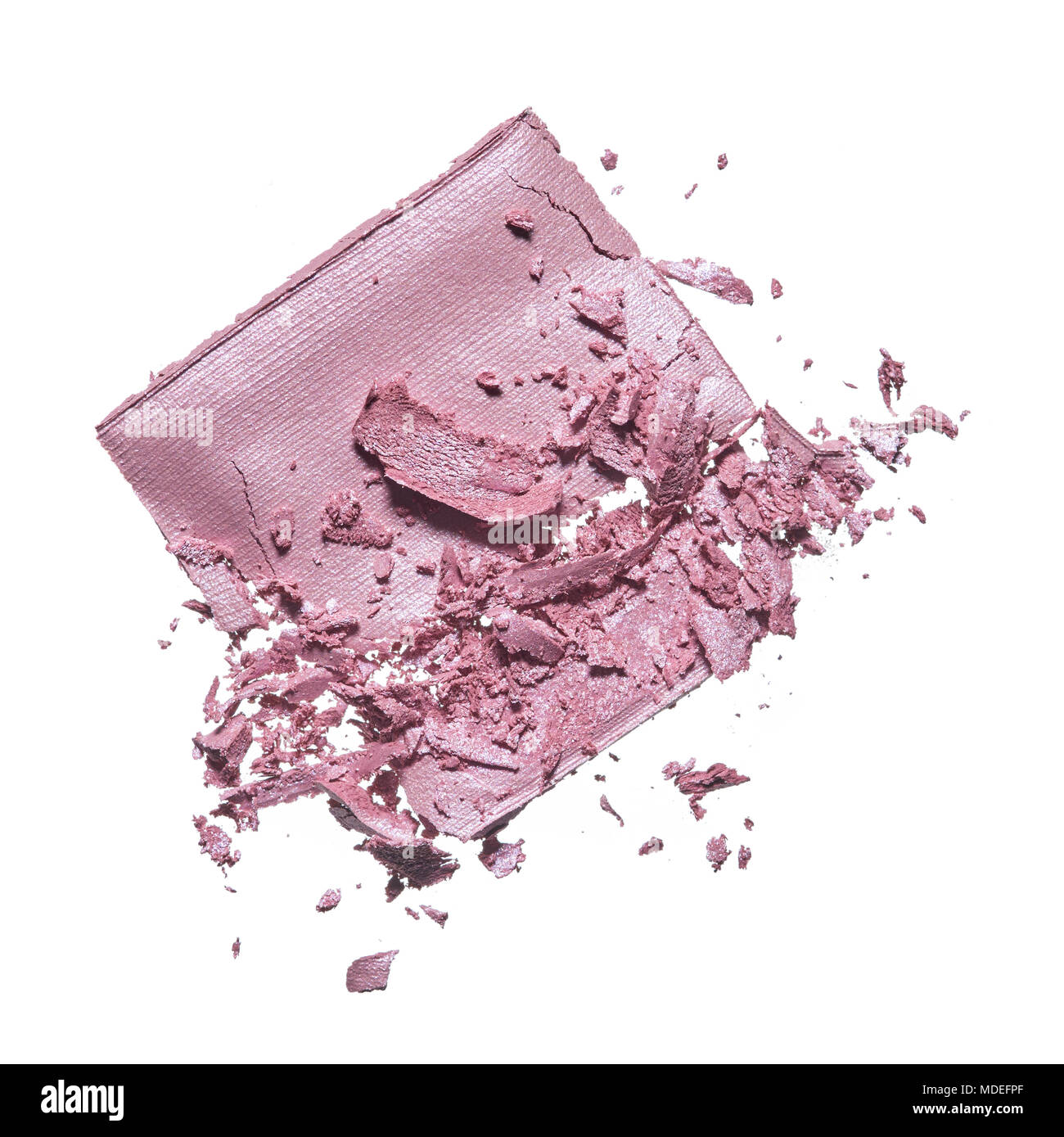 Broken pink powder or eye shadow for makeup isolated on white ...