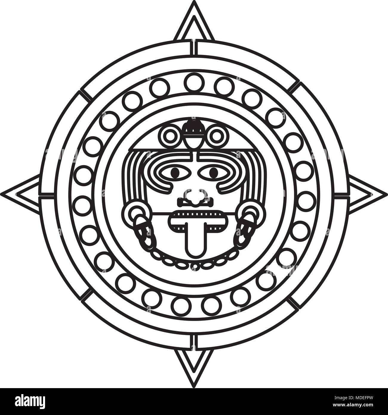 line sun god and indigenous calendar culture Stock Vector Image & Art ...