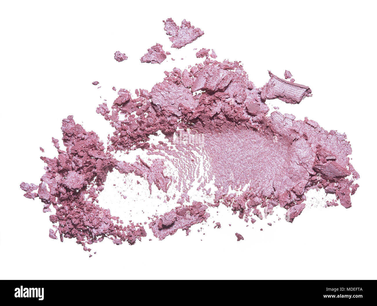 Broken pink powder or eye shadow for makeup isolated on white ...