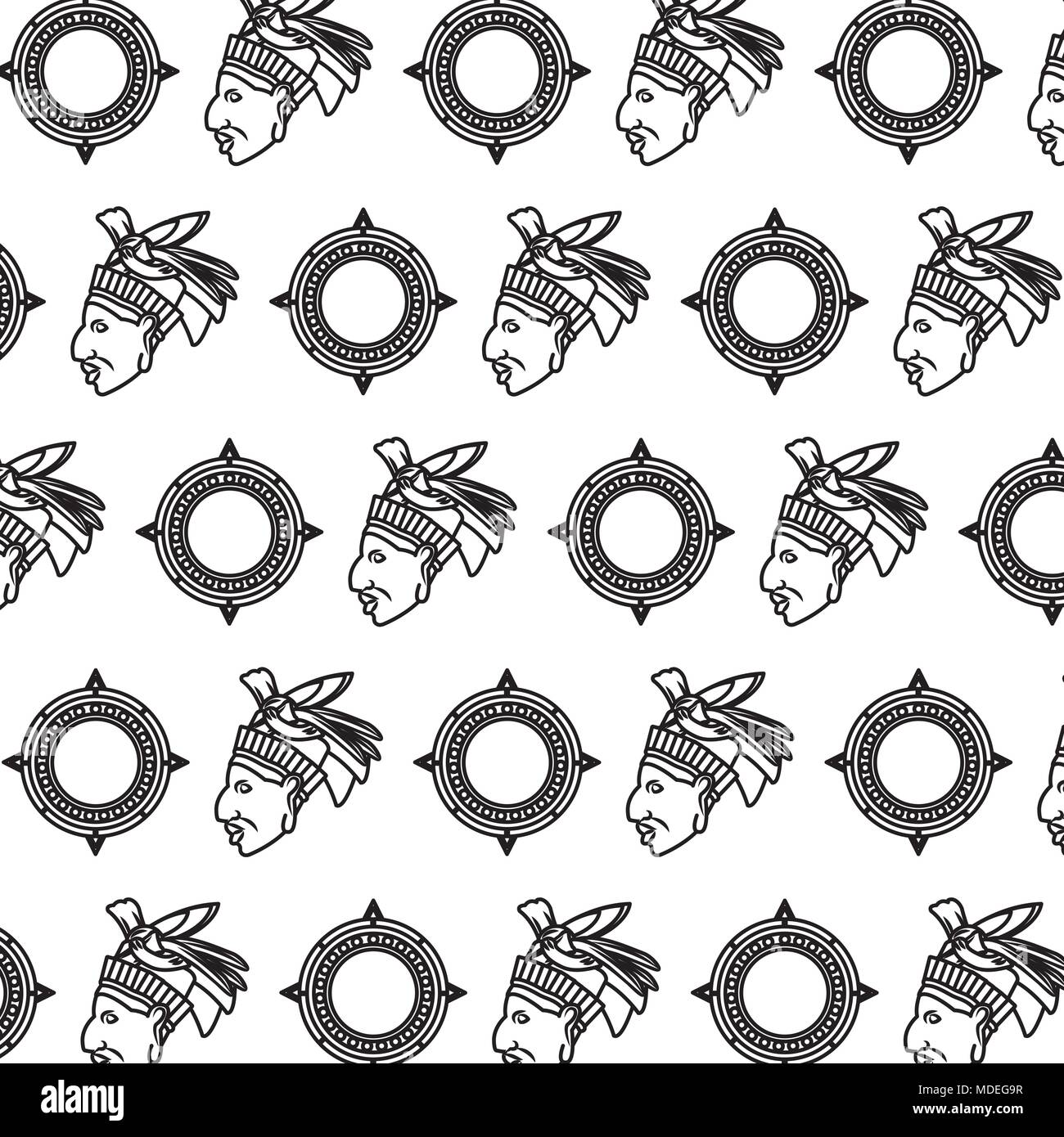 line sun aztec symbol and cacique background Stock Vector Image & Art ...