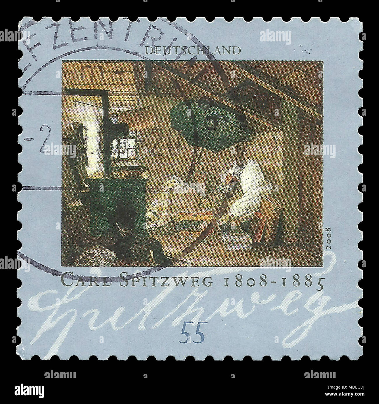 Germany - stamp 2008: Color edition on Art, shows Painting The poor ...