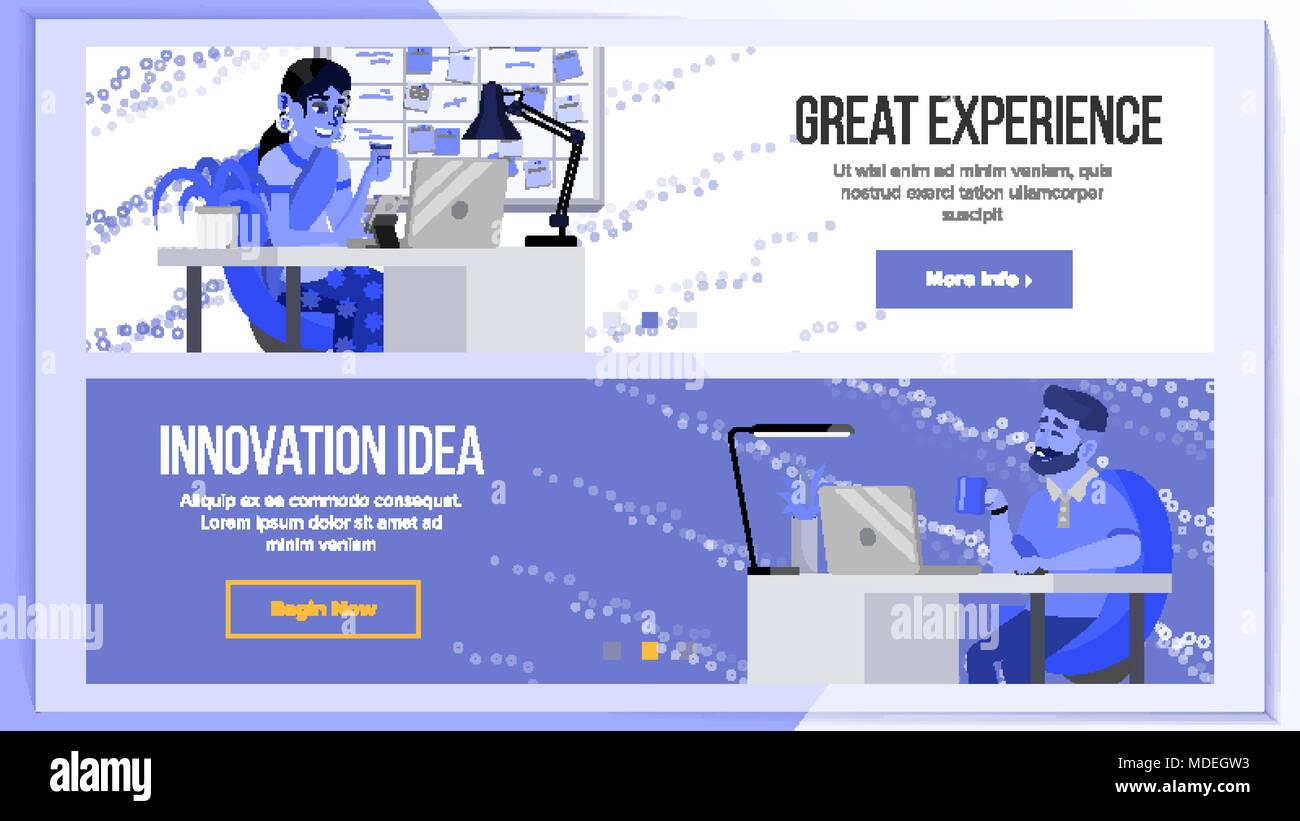 Horizontal Banners Website Design Vector. Business Background. Web ...