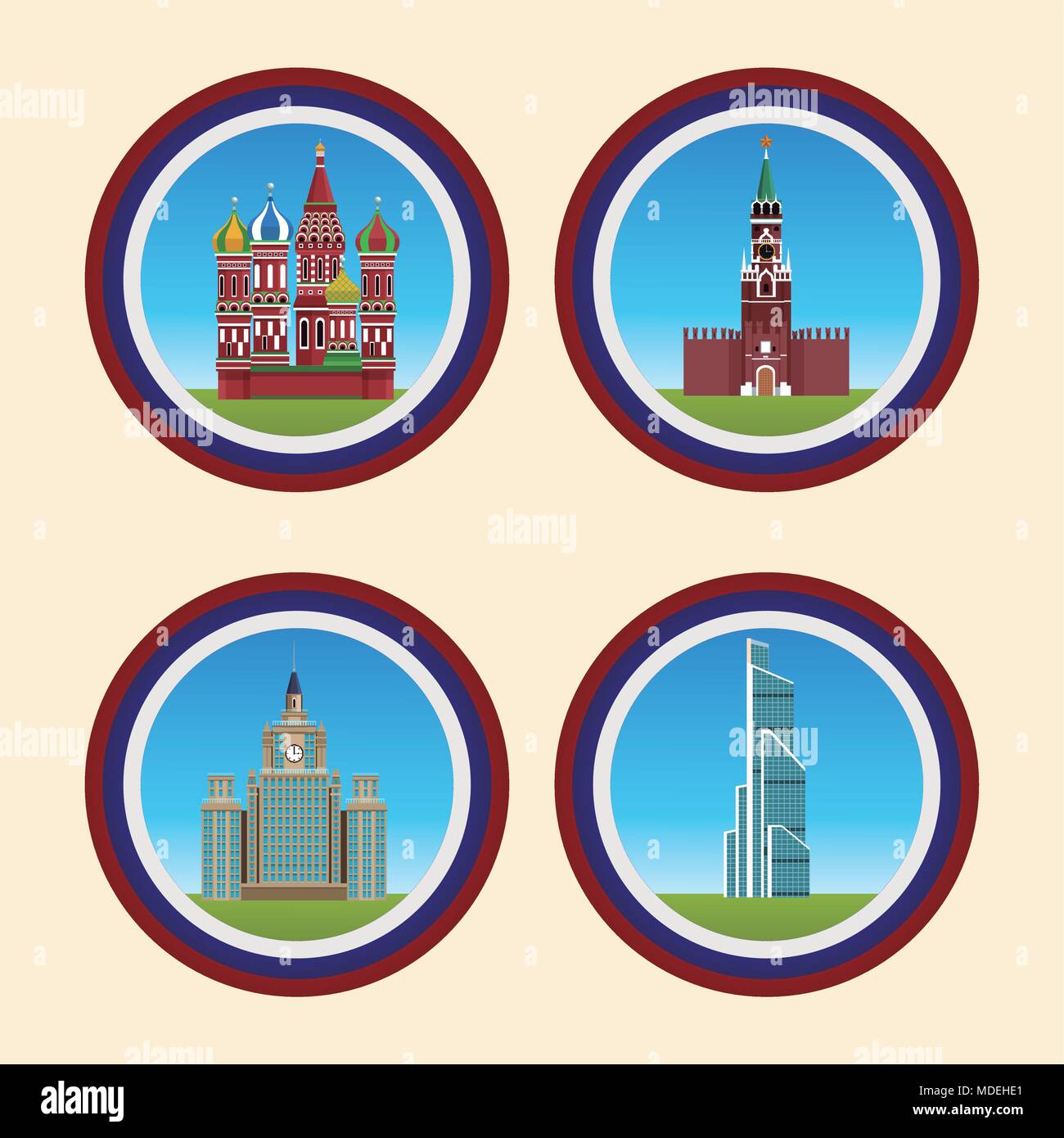 Russia building on rounds symbols Stock Vector Image & Art - Alamy
