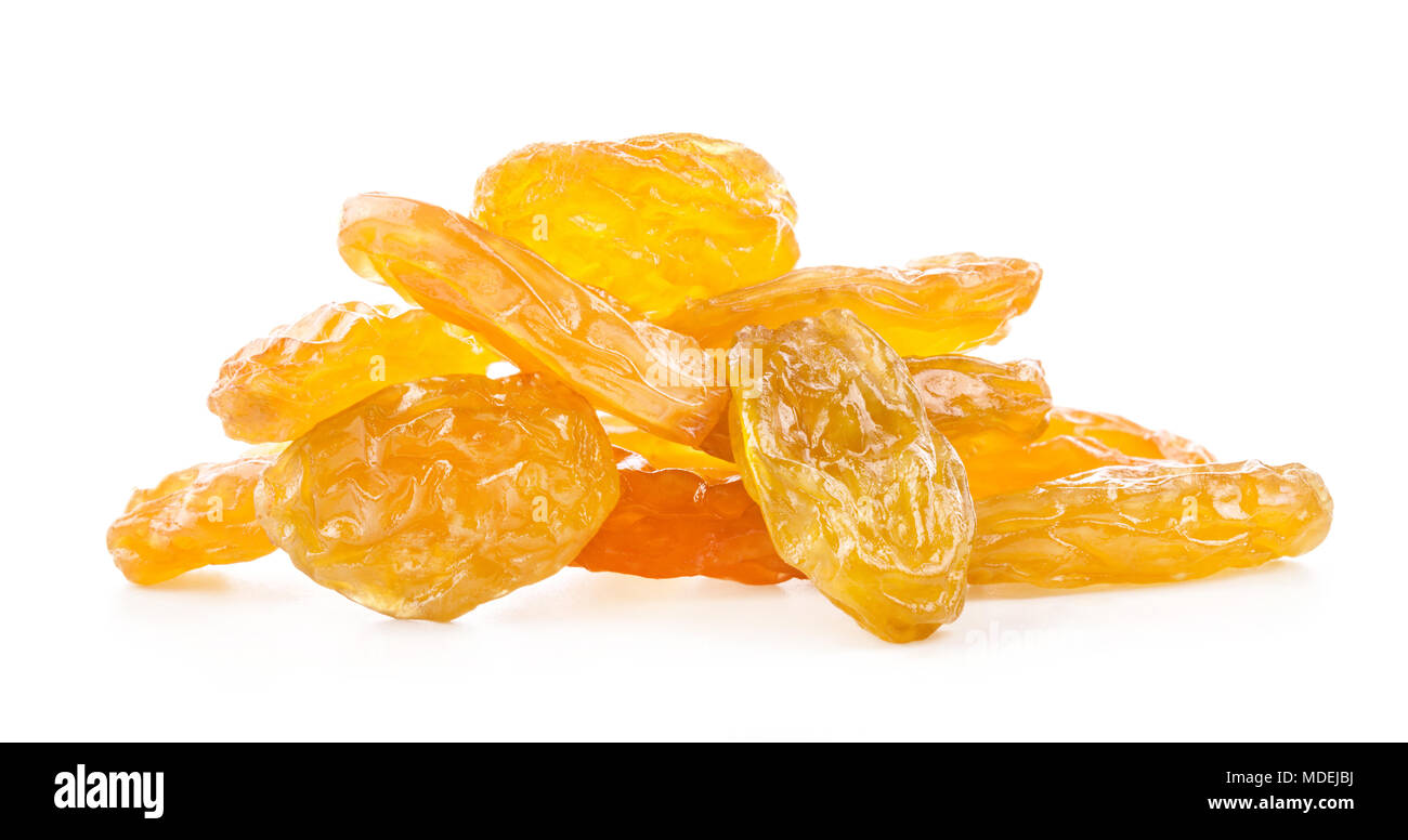 Yellow raisins isolated on white background, with clipping path Stock ...