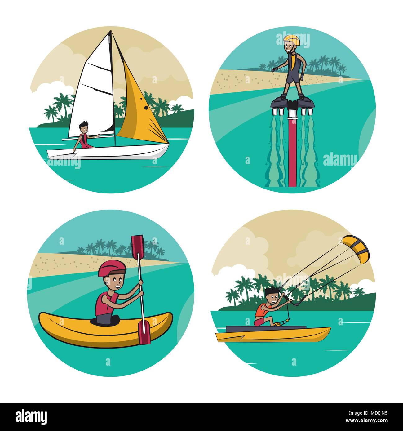 Set of water sports cartoons Stock Vector Image & Art - Alamy