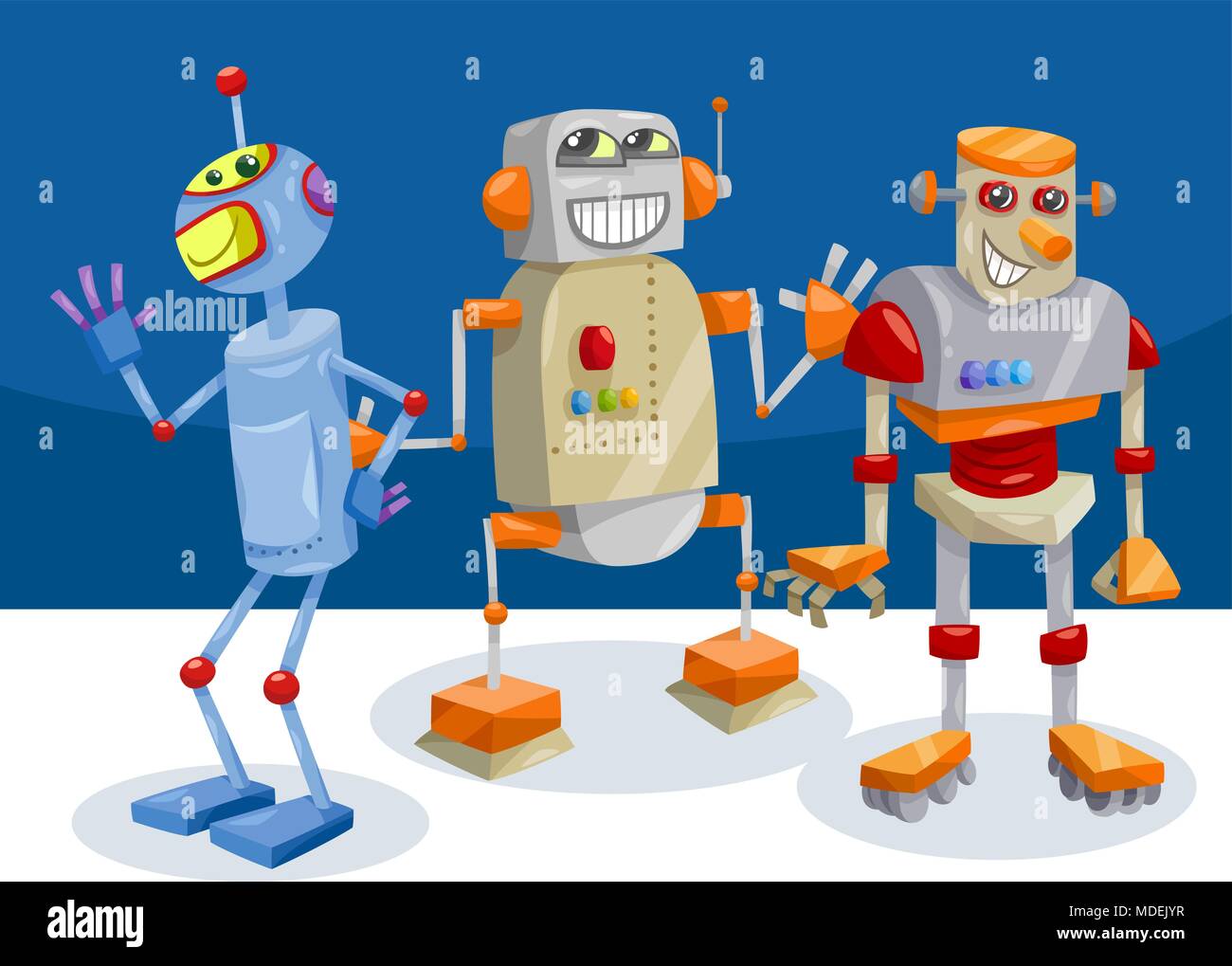 Cartoon Illustration of Funny Robot Fantasy Characters Stock Vector ...