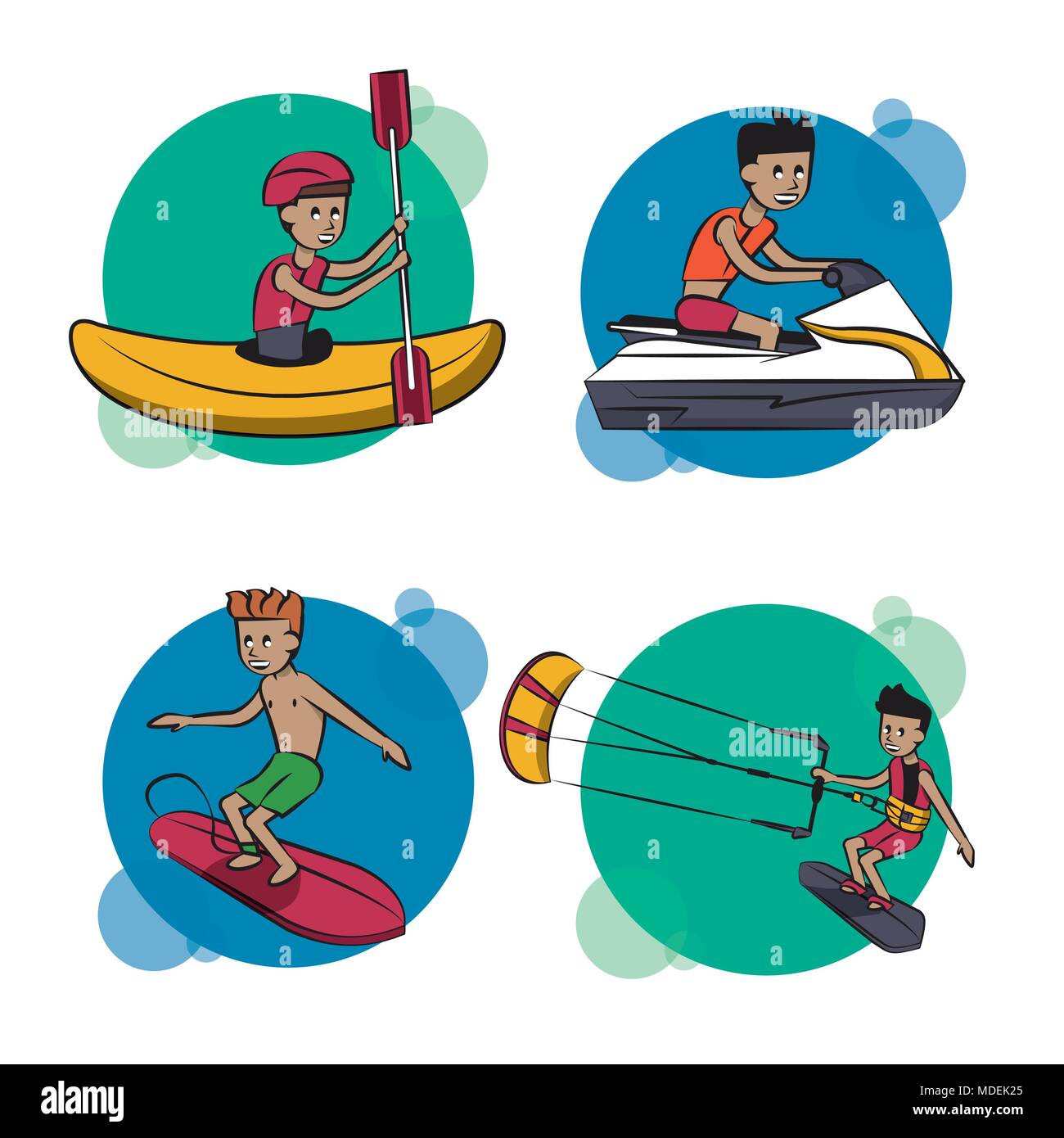 Set of water sports cartoons Stock Vector Image & Art - Alamy