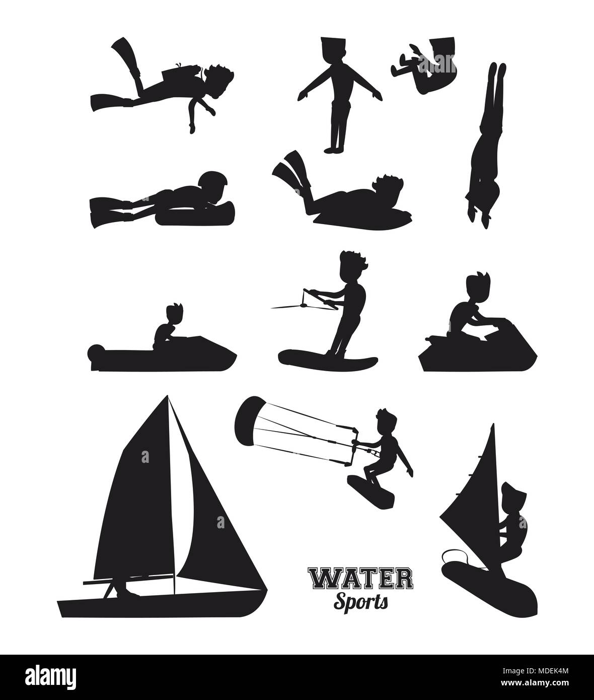 Water sports silhouette Stock Vector Image & Art - Alamy
