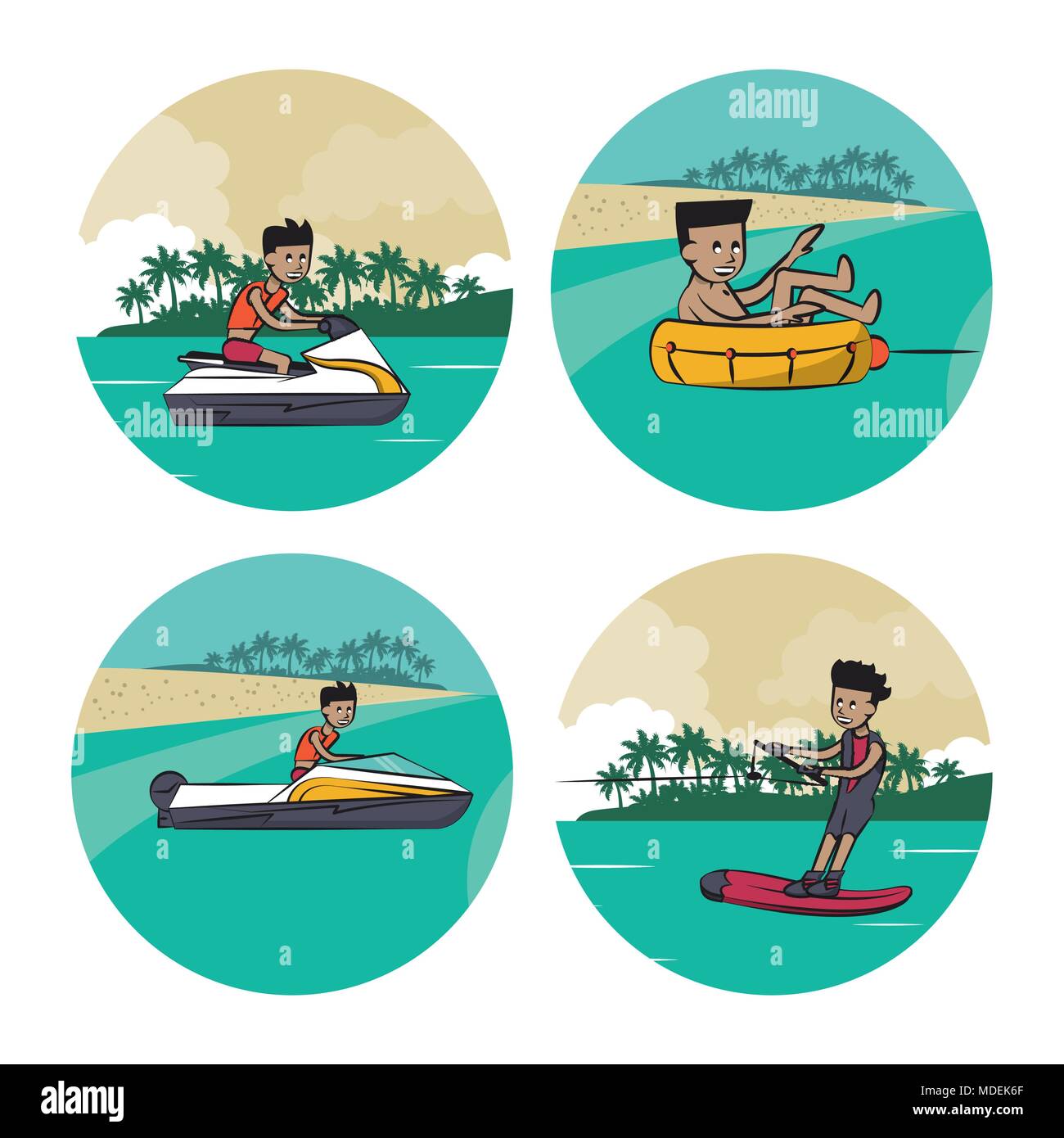 Set of water sports cartoons Stock Vector Image & Art - Alamy
