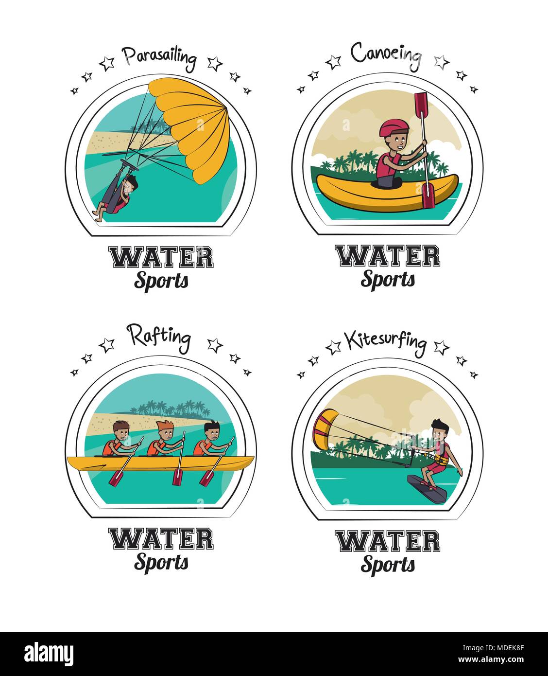 Set of water sports cartoons Stock Vector Image & Art - Alamy