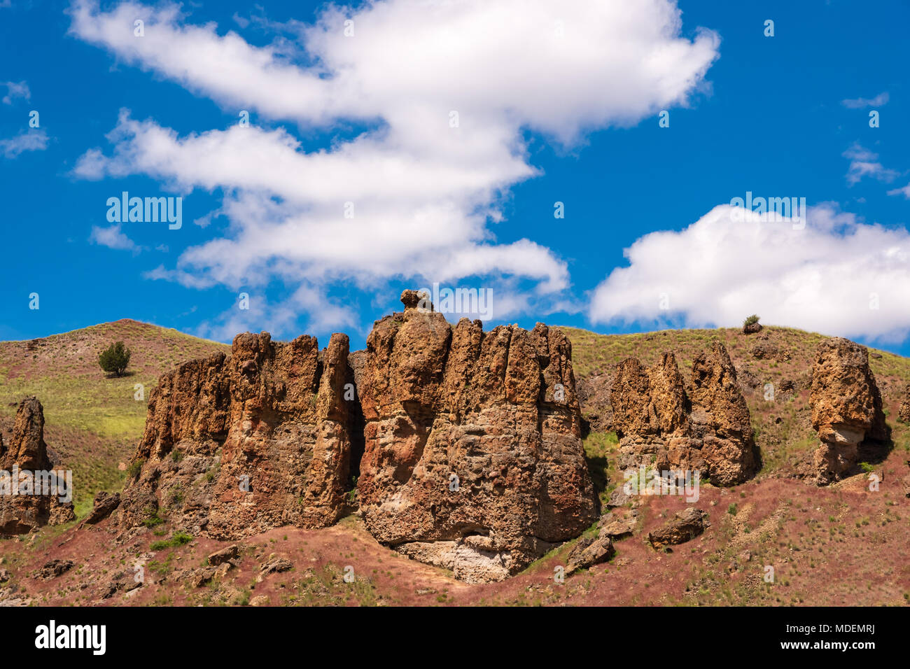 Majestic rock formations thrust from the ground at the John Day ...