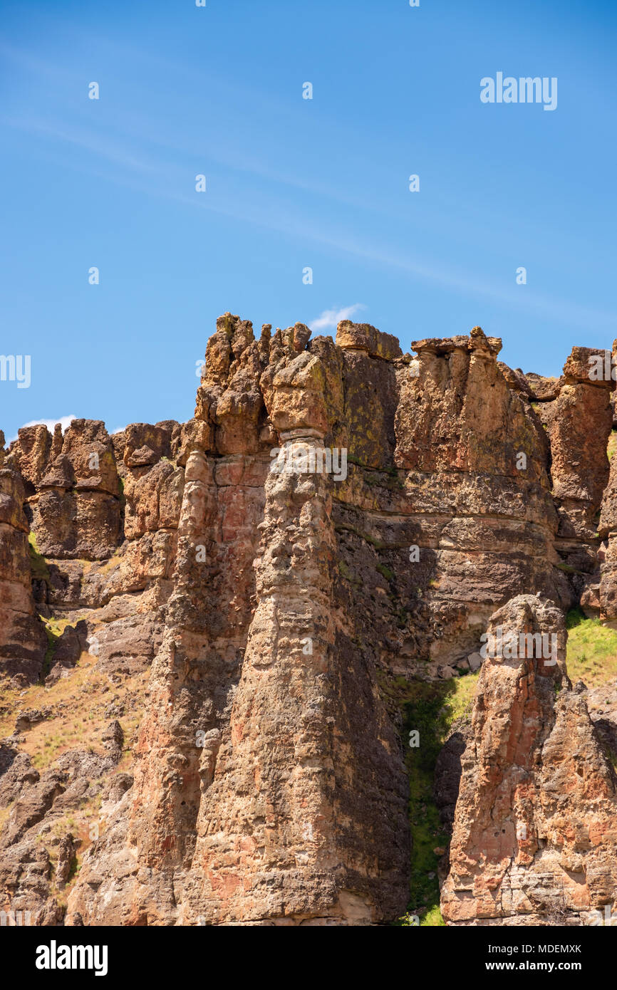 Majestic rock formations thrust from the ground at the John Day ...