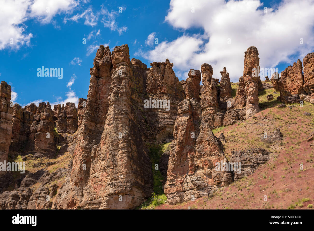 Majestic rock formations thrust from the ground at the John Day ...