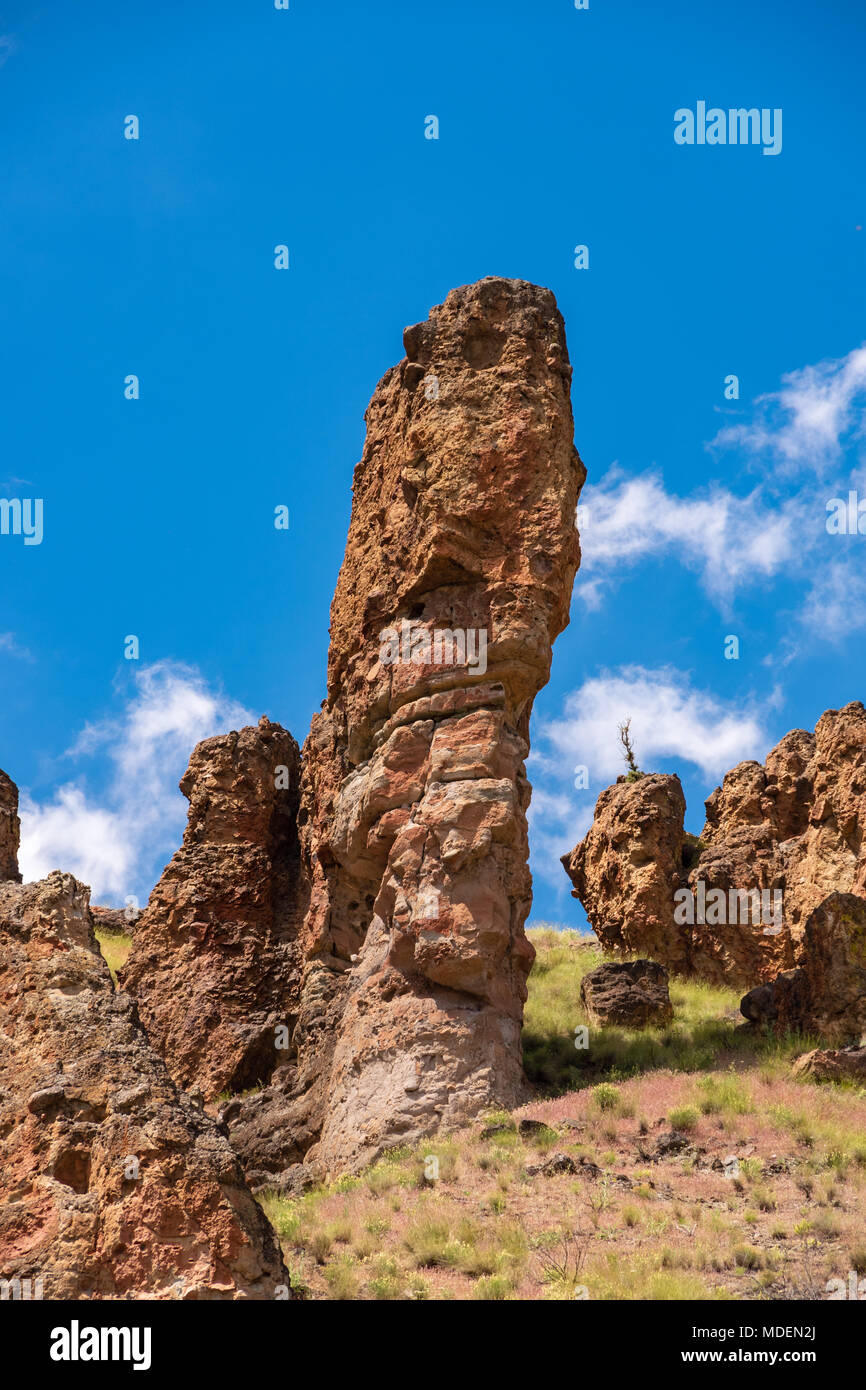 Majestic rock formations thrust from the ground at the John Day ...