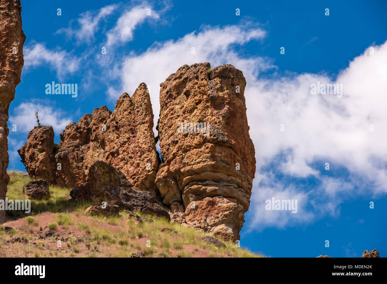 Majestic rock formations thrust from the ground at the John Day ...