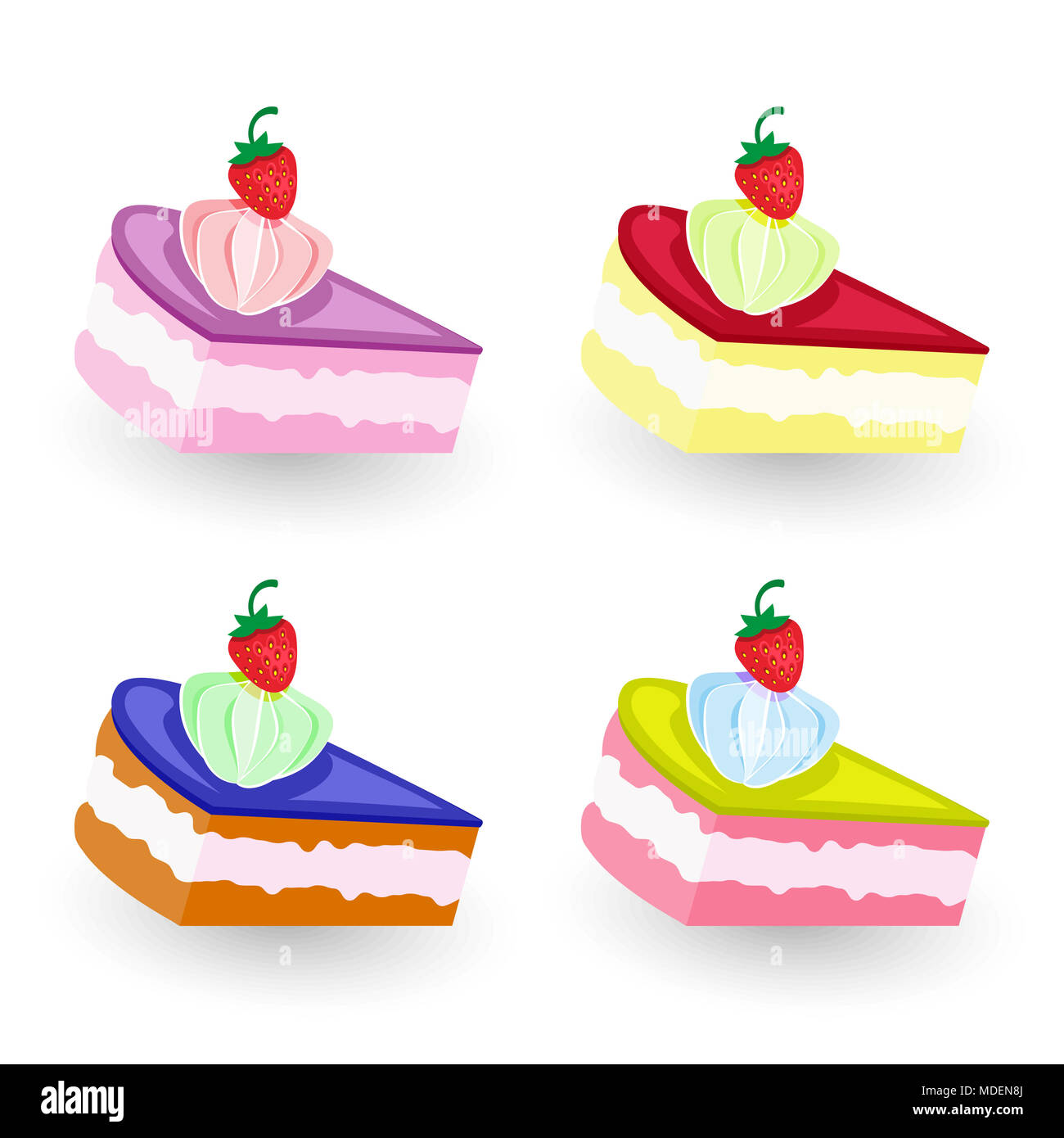 Tasty pieces cakes. Colored icons set , image Stock Photo - Alamy