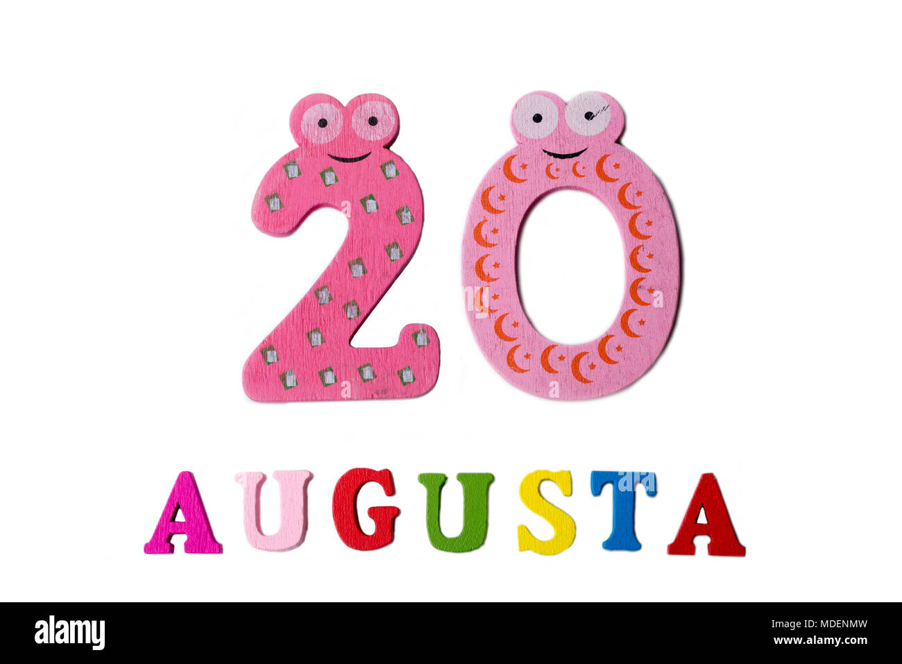 August 20th. Image of August 20, closeup of numbers and letters on ...