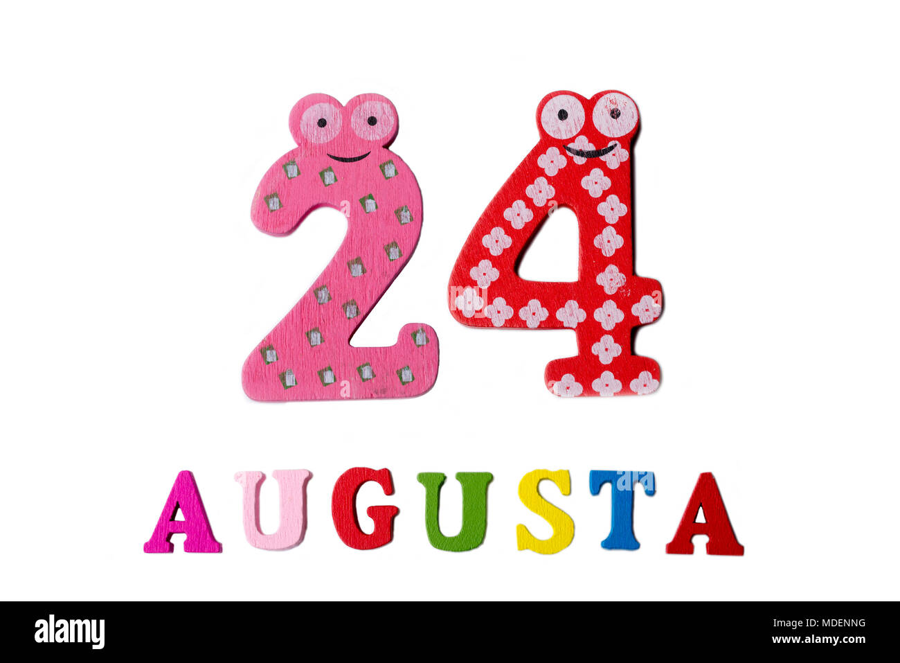 August 24th. Image of August 24, closeup of numbers and letters on ...