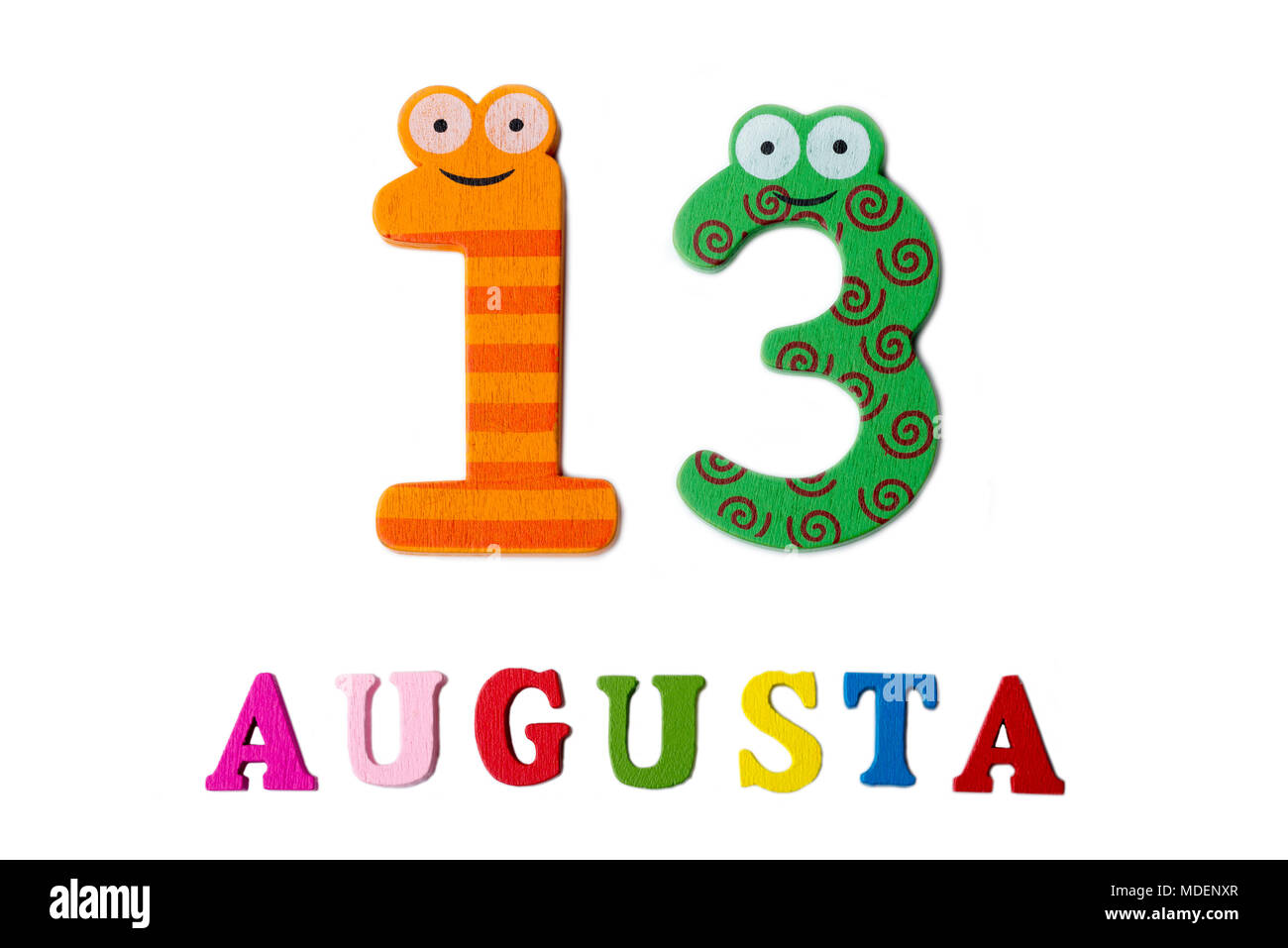 August 13th. Image of August 13, closeup of numbers and letters on ...