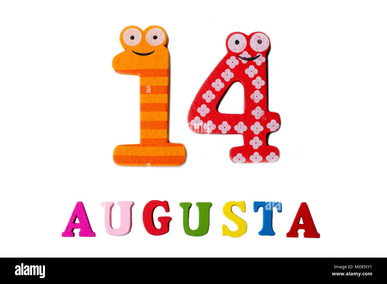 August 14th. Image of August 14, close-up of numbers and letters on ...