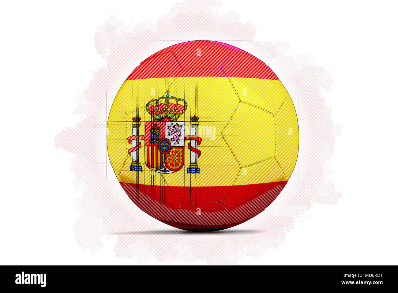 Digital Artwork sketch of a Soccer ball with team flag. Spain, Europe ...