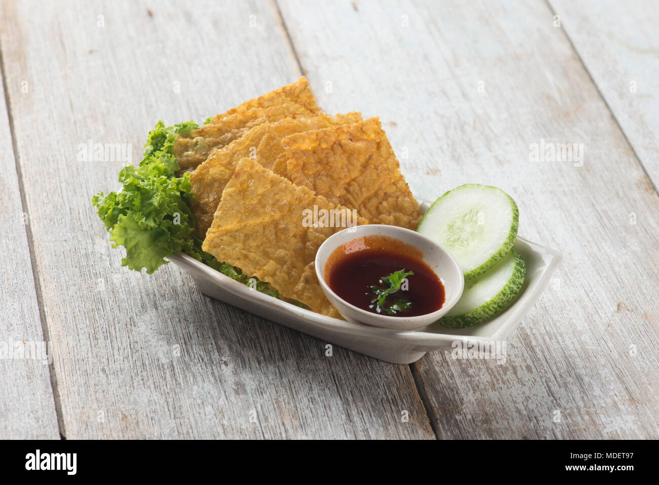 deep fried fucuk tofu sheets Stock Photo - Alamy