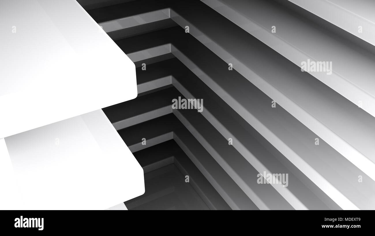 Rectangular white abstract shelves - 3D rendering Stock Photo - Alamy