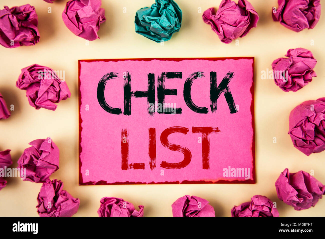 Writing note showing Check List. Business photo showcasing Items ...