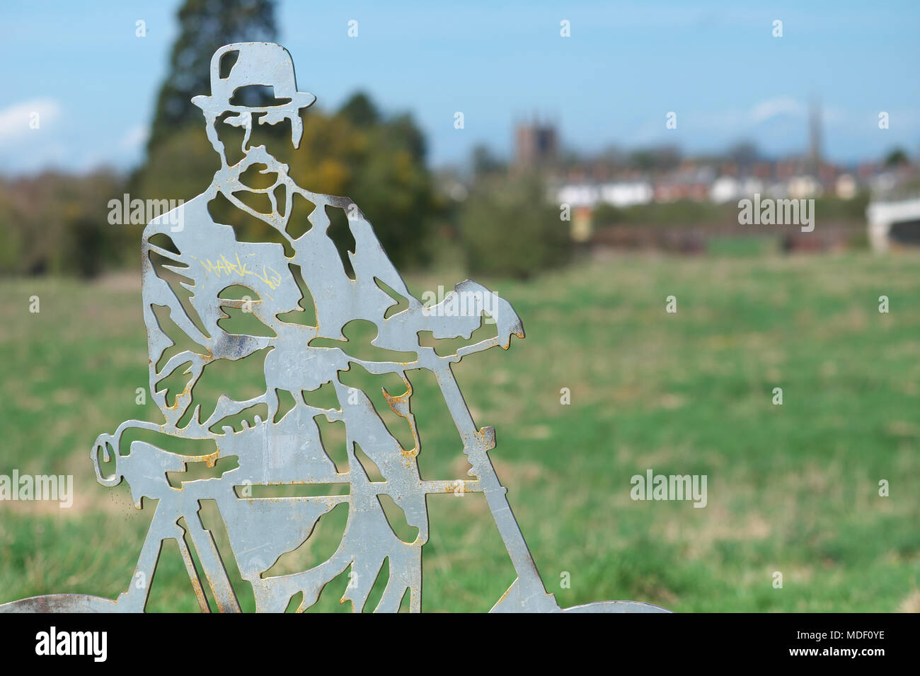 Hereford Herefordshire - a figure of Sir Edward Elgar the composer with ...