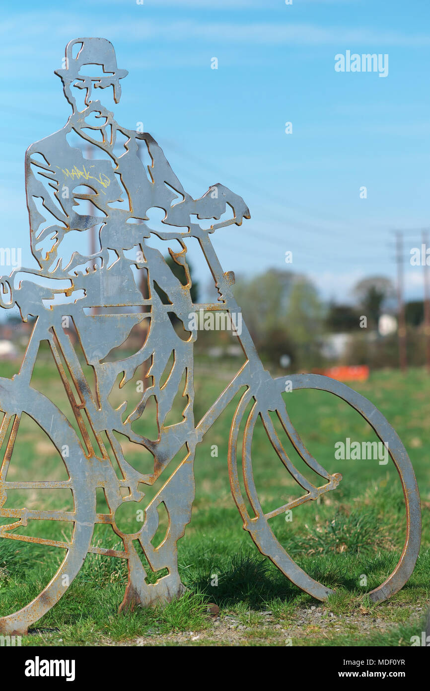 Hereford Herefordshire - a figure of Sir Edward Elgar the composer with ...