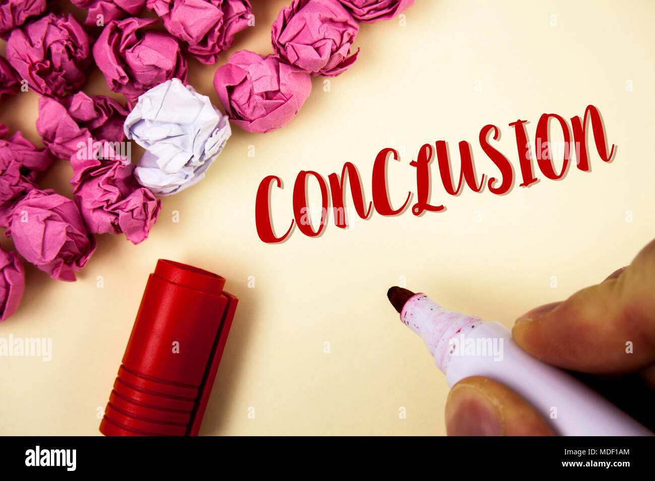 Writing note showing Conclusion. Business photo showcasing Results ...