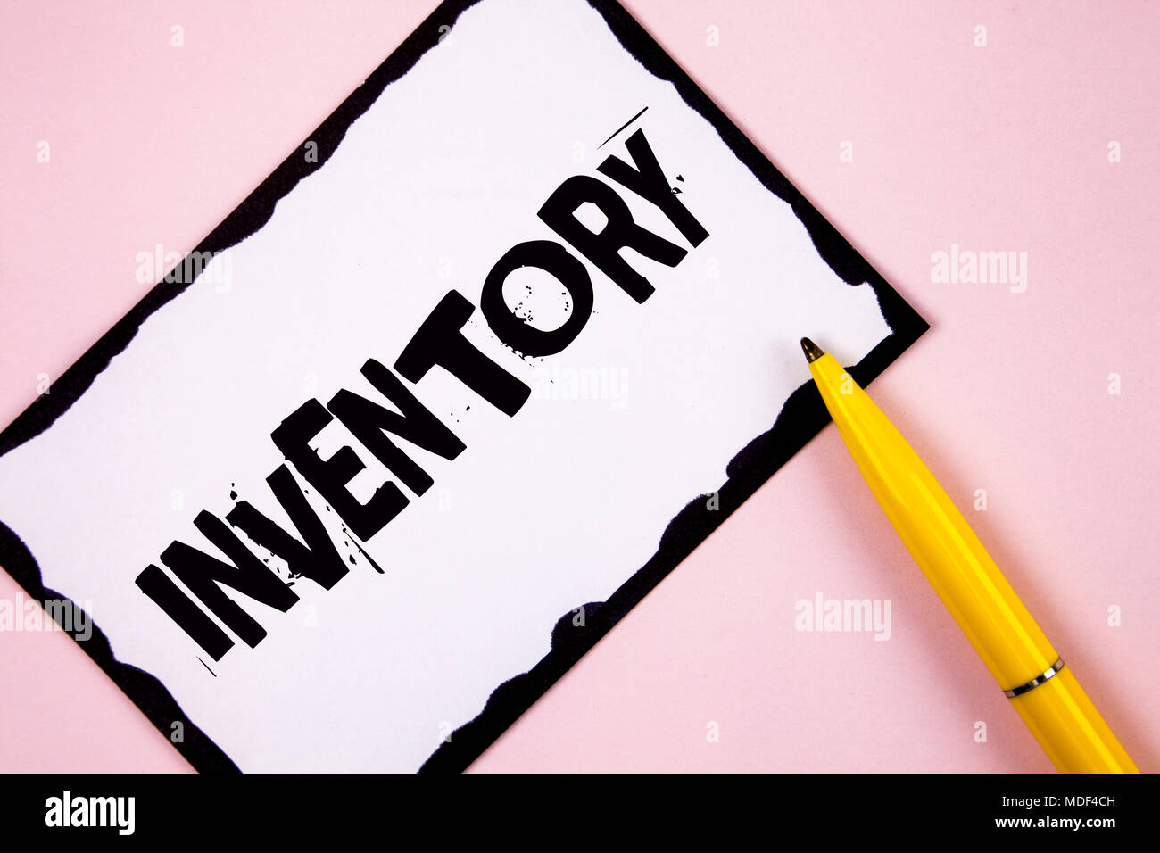 Handwriting text Inventory. Concept meaning Complete list of items like ...