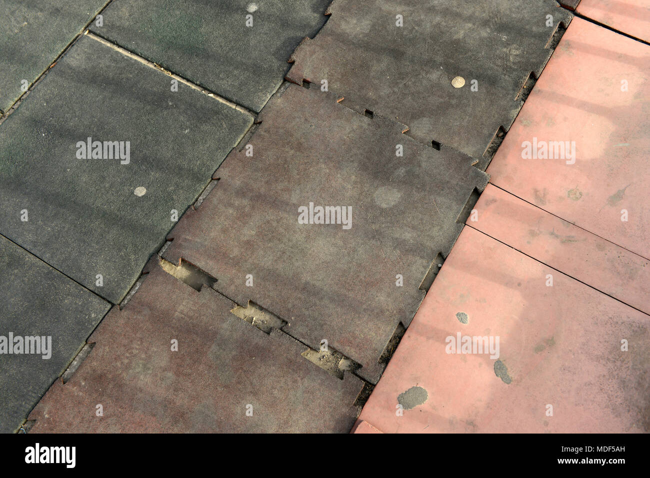 Interlocking rubber-based ground tiles on a bridge in Beijing, China ...