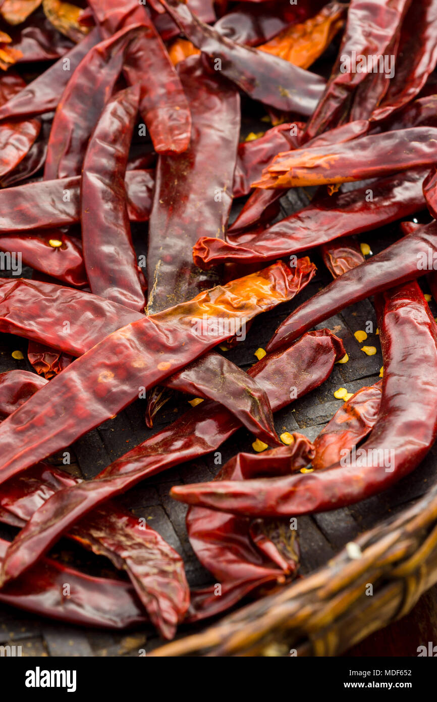 Dried chili peppers Stock Photo - Alamy