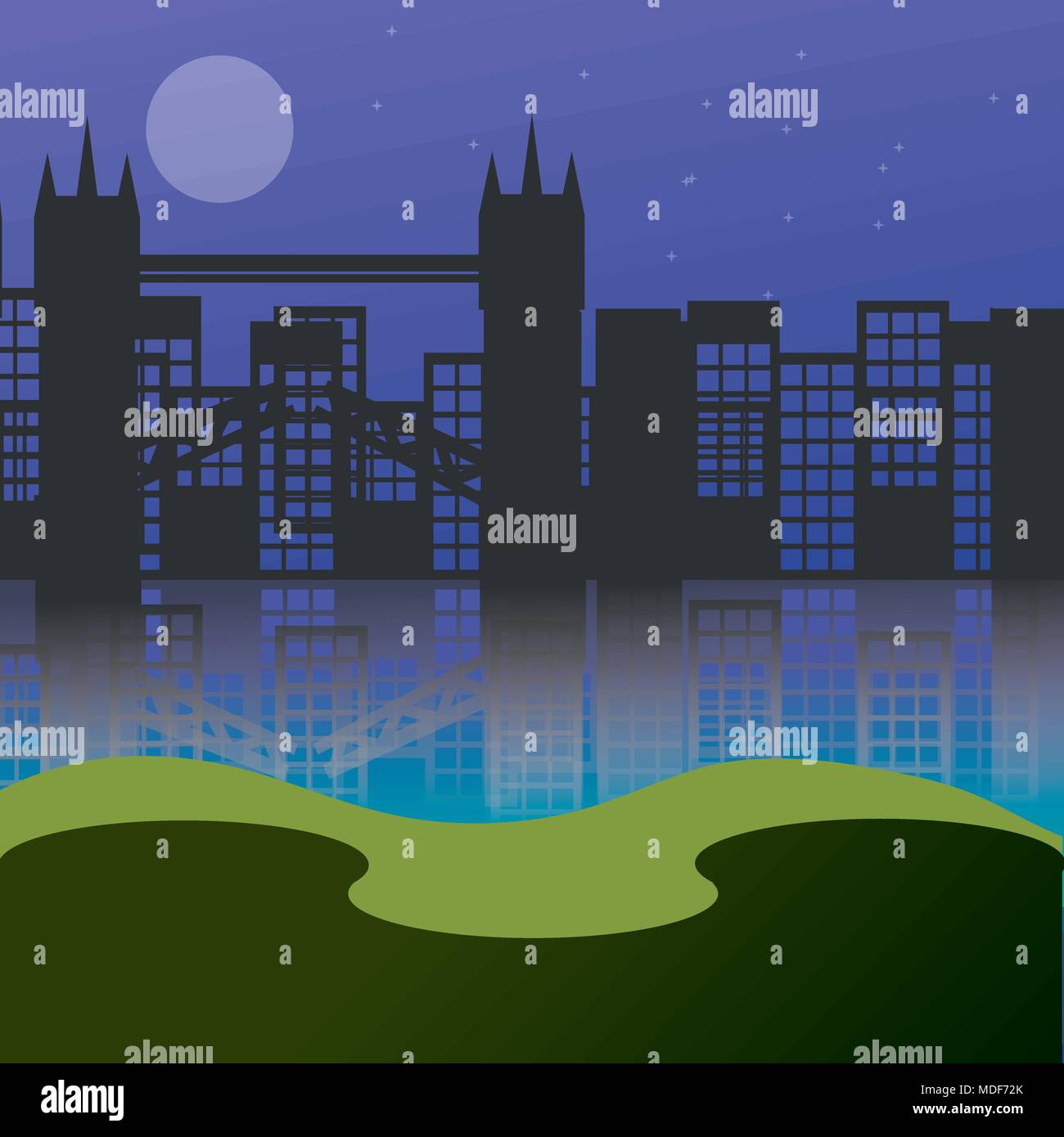 Skyscrapers bridge Stock Vector Images - Alamy